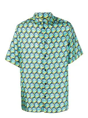 BOTTER Dolphin-print Silk Shirt - Blue