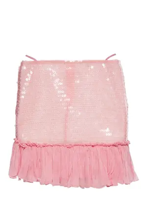 NENSI DOJAKA Sequined Tiered Miniskirt - Pink