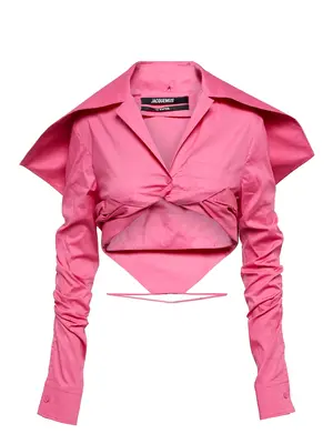 Jacquemus La Chemise Meio Cropped Shirt - Pink