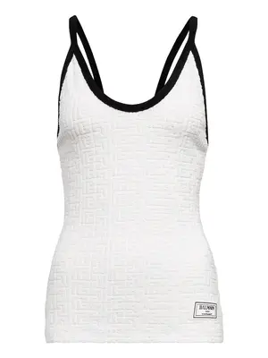Balmain Monogram Cotton-blend Tank Top - White