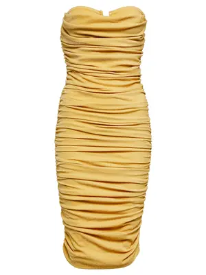 BANANHOT Alex Ruched Midi Dress - Gold