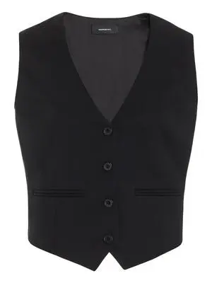 Wardrobe.NYC Cropped Wool Vest - Black