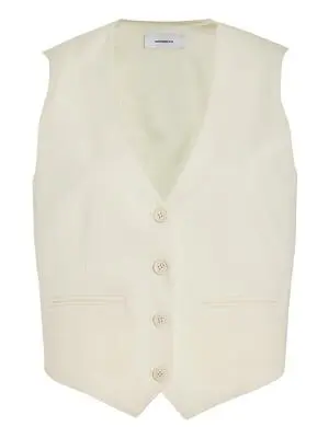 Wardrobe.NYC Cropped Wool Vest - White