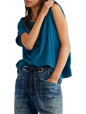 Free People Free People Nina Crewneck T-Shirt Navy