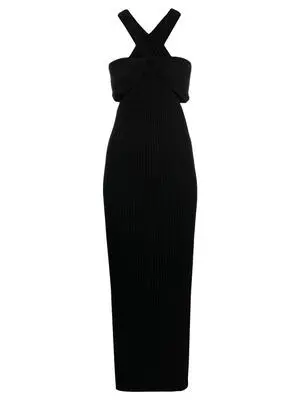 Ba&sh Gathered Ribbed-knit Maxi Dress - Black