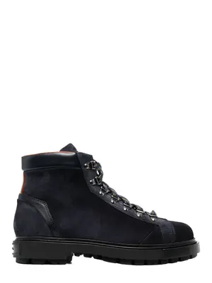 Santoni Suede Lace-up Ankle Boots - Blue