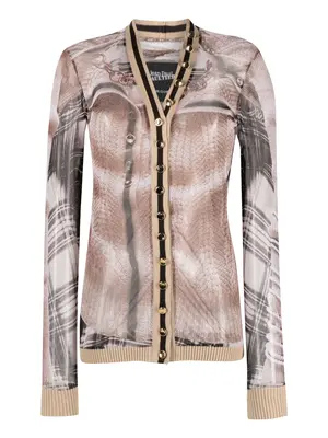 Y/project Trompe L'oeil Mesh Cardigan Top - Neutrals