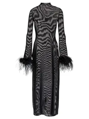 Oseree Lumière Plumage Midi Dress - Black