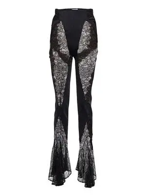 MUGLER High-rise Flared Lace Pants - Black