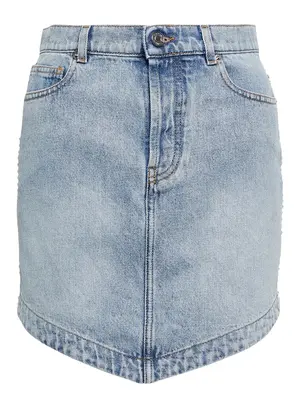 Alexandre Vauthier Embellished Denim Miniskirt - Blue