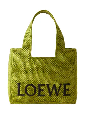 Loewe LOEWE Paula's Ibiza Embroidered Raffia Tote Green