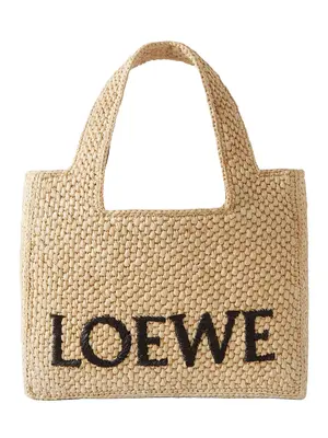 Loewe LOEWE Paula's Ibiza Embroidered Raffia Tote Neutral