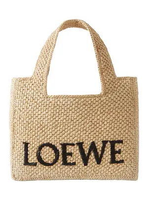 Loewe LOEWE Paula's Ibiza Embroidered Raffia Tote Neutrals