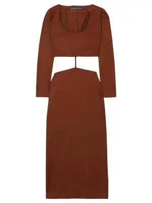 Zeynep Arçay Cutout Stretch-wool Midi Dress - Burgundy
