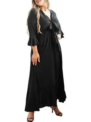 DANI MARIE Nicole Tie Front Maxi Dress - Black