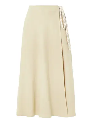 LORO PIANA Loro Piana Antigua Tie-detailed Linen Midi Wrap Skirt