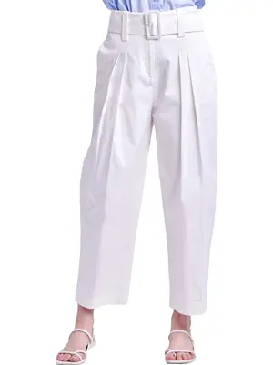 English Factory English Factory Belted Pleated Pants White