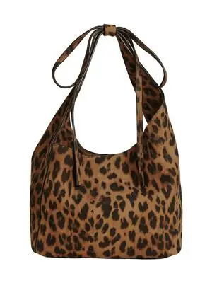 REFORMATION Small Vittoria Leather Tote Leopard Suede