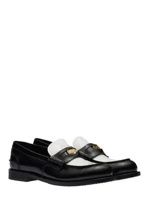 Miu Miu Leather Penny Loafers - Black/white