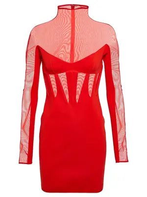 MUGLER Tulle-trimmed Minidress - Red