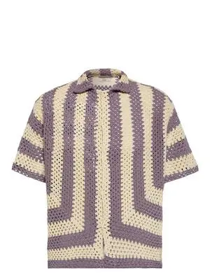 BODE Flagship Crochet Cotton Shirt - Purple