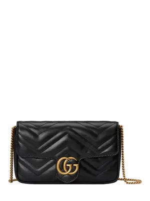 Gucci Mini Gg Marmont Leather Crossbody Bag 1061 Black