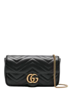 Gucci Mini Gg Marmont Leather Crossbody Bag Black