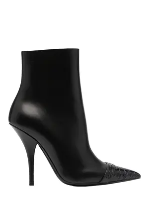 TOM FORD Pointed Toe Leather Ankle Boots - Black
