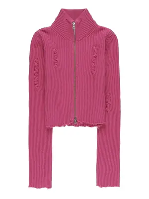 MAISON MARGIELA Zip-up Cropped Cardigan - Pink