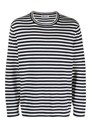 Brunello Cucinelli Striped Long-sleeved T-shirt - Blue