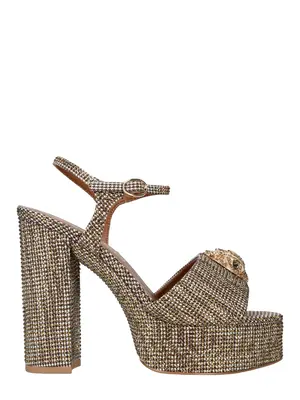 KURT GEIGER 125mm Kensington Platform Houndstooth Sandals