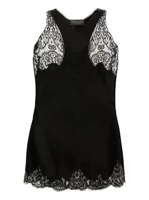 Balenciaga Lace-trim Tank Top - Black