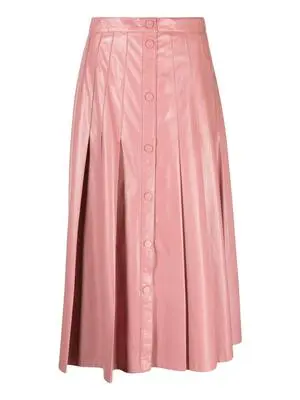 TWINSET Faux-leather Pleated Midi Skirt - Pink