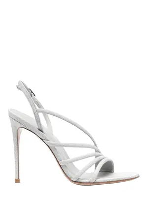 LE SILLA 115mm Metallic Leather Sandals - Silver