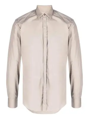 LANVIN Spread-collar Cotton Shirt - Neutrals
