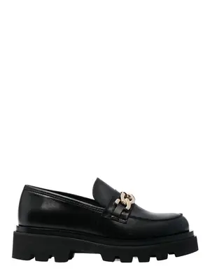 ALOHAS Chain-link Leather Loafers - Black