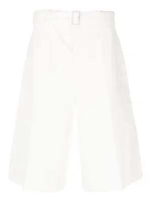 JIL SANDER Flared Linen Bermuda Shorts - Neutrals
