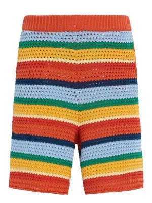 Marni Crochet-knit Striped Shorts - Orange