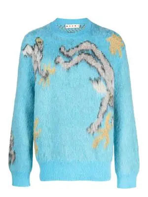 Marni Angel-motif Knitted Jumper - Blue