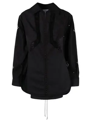 MARINE SERRE Lace-detail Shirt Dress - Black