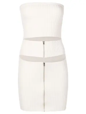 GLORIA COELHO Ribbed Knit Dress - White