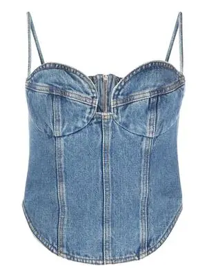Magda Butrym Cropped Denim Bustier Top - Blue