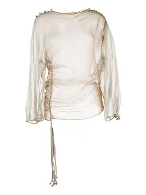 REJINA PYO Ebba Sheer Silk Blouse - Grey