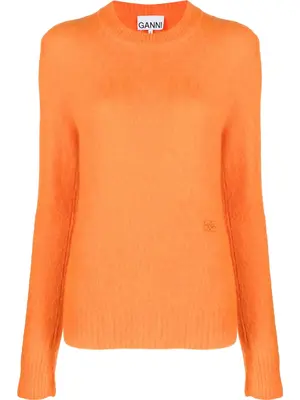 GANNI Long-sleeved Knitted Jumper - Orange