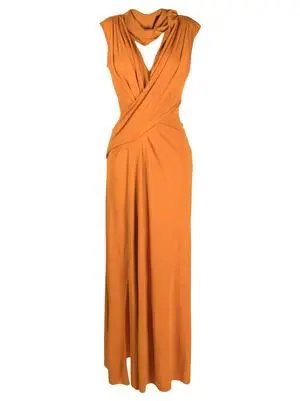 Alberta Ferretti Alberta Ferretti Draped Crossover Maxi Dress Orange