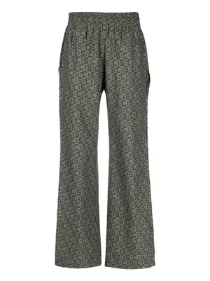 Gcds Open-leg Monogram Trousers - Green
