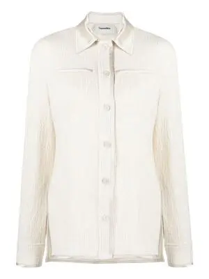 Nanushka Satin-collar Long-sleeved Shirt - Neutrals