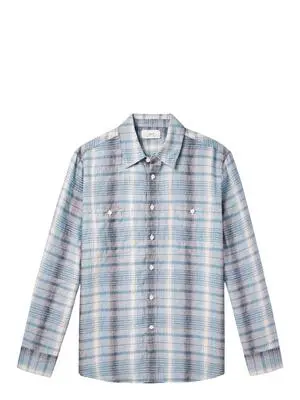 Mr P. Checked Linen Shirt - Blue