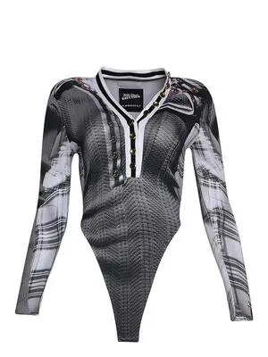 Y/project X Jean Paul Gaultier Trompe-l'oeil Cardigan Bodysuit - Grey