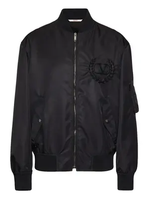 Valentino Garavani Sequin-embellished Zip-up Bomber Jacket - Black